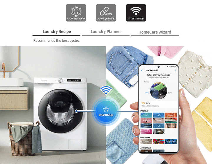 10kg AddWash™ Smart Front Load Washer - WW10T654DLE white | Samsung ...
