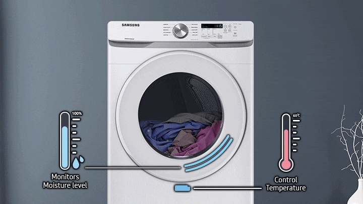 Front load dryer with Sensor Dry, DVE45T6000W/A3 | Samsung Caribbean