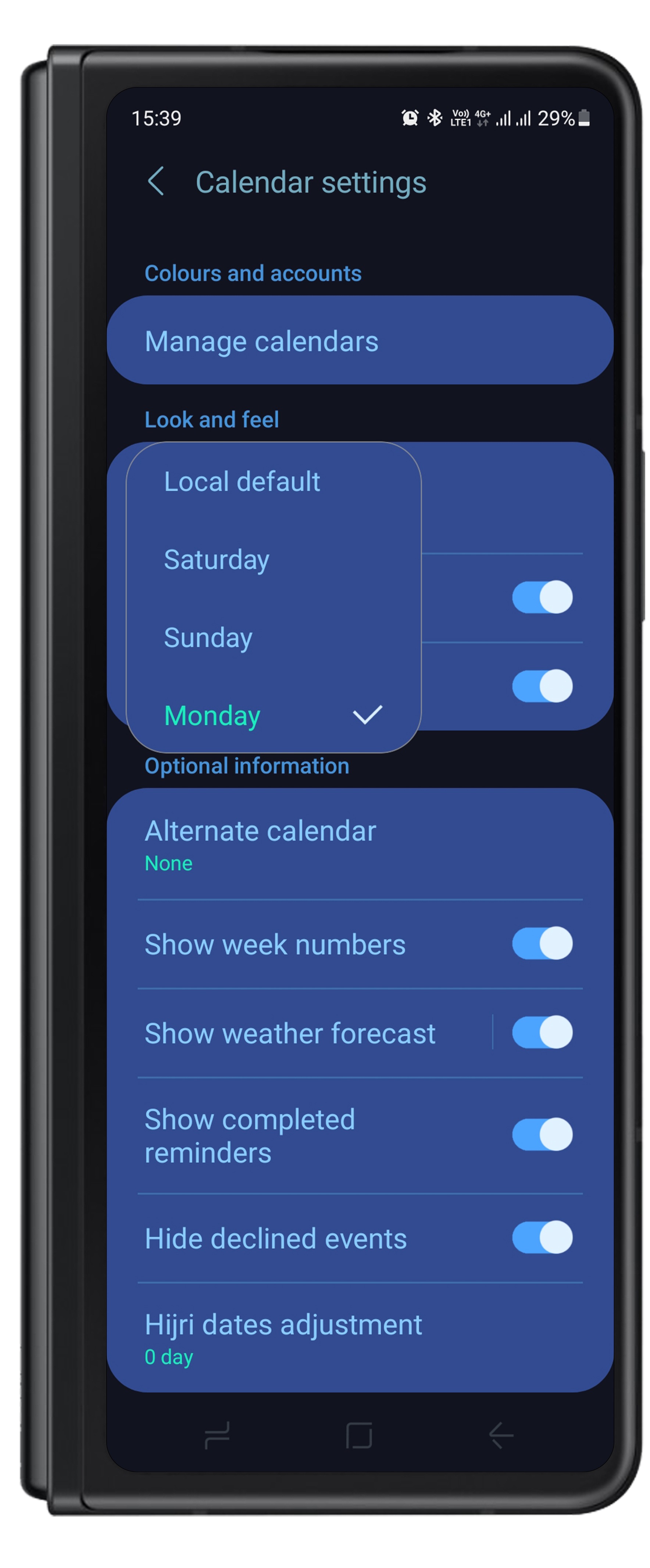 How to change my calendar first day of the week as Monday | Samsung Gulf