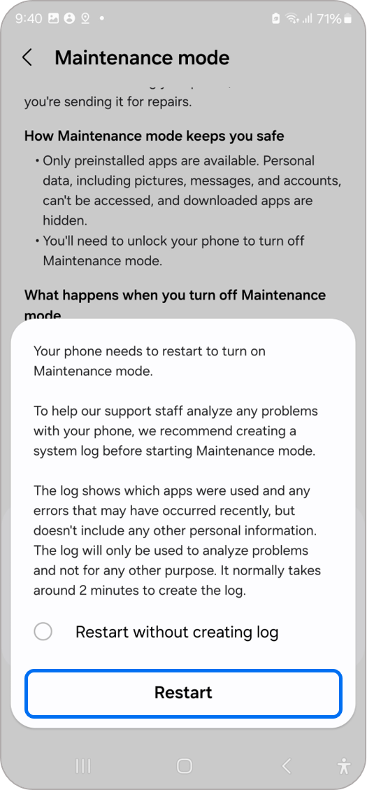 Protect your privacy during repairs with Maintenance mode | Samsung Gulf
