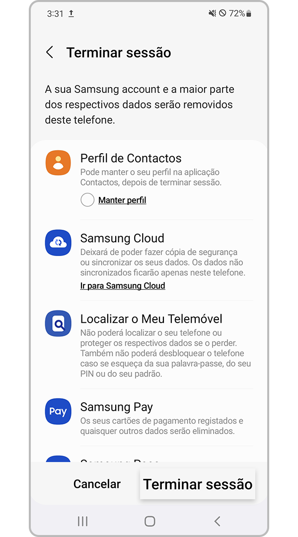 Remover contas do seu telemóvel ou tablet Galaxy | Samsung AFRICA_PT
