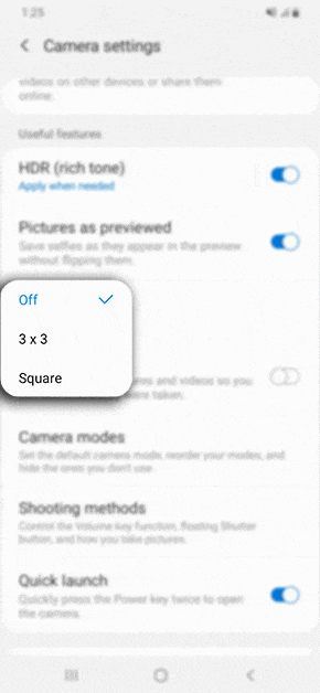 How do I enable the Grid lines setting on my Samsung Phone? | Samsung ...