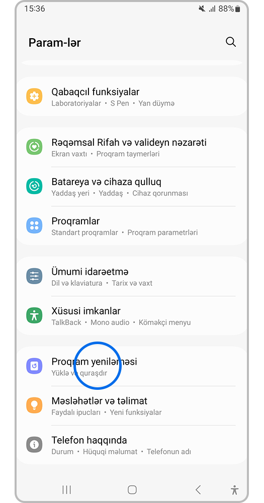 Samsung Galaxy smartfonu üçün proqram təminatı yeniləməsinin çıxıb ...