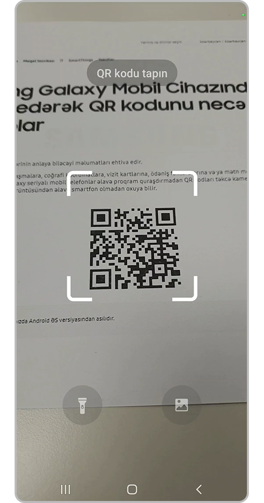 Samsung Galaxy Mobil Cihazından istifadə edərək QR kodunu necə skan ...
