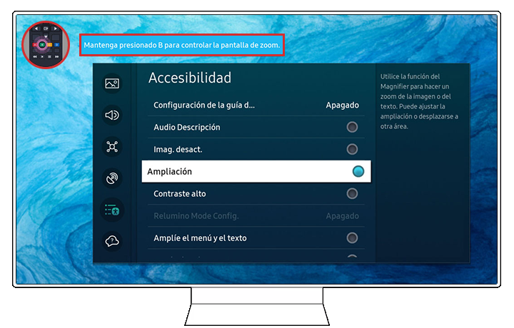 ¿Cómo ampliar el tamaño del menú de tu televisor Samsung? | Samsung CO
