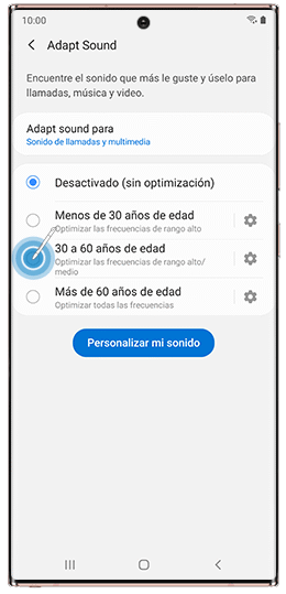 Galaxy Note20 Ultra - ¿Cómo activar la función Adapt Sound? | Samsung CO