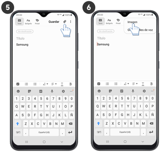 Galaxy A10 - ¿Cómo agregar una imagen a una nota en Samsung Notes ...