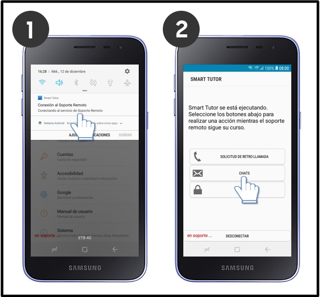 ¿Cómo realizar un chat a través de Smart Tutor en tu J2 Core? | Samsung CO