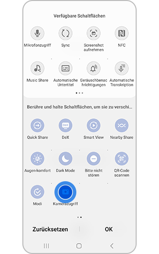 Schaltflächen im Schnelleinstellungen-Panel hinzufügen oder entfernen ...