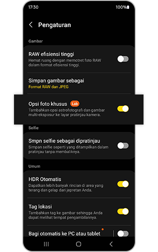 Fotografi profesional menggunakan aplikasi Expert RAW Galaxy