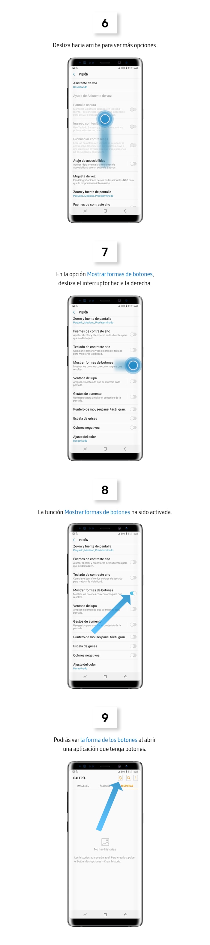¿Cómo activar la función mostrar formas de botones? | Samsung Latinoamérica