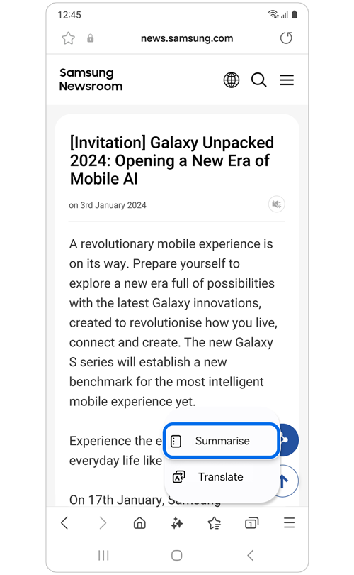How to set up and use the Browsing assist features on the Galaxy S24 | Samsung CA