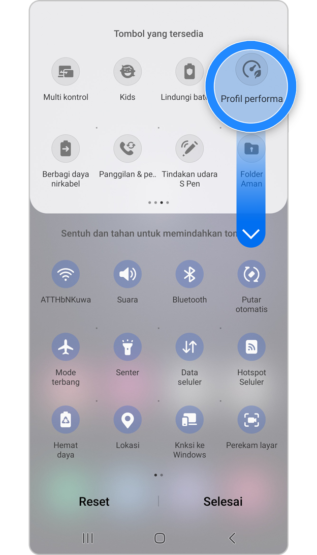 Kurangi konsumsi daya dengan mode kinerja Terang pada perangkat Galaxy Anda