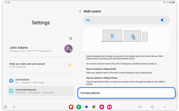 Navigate your Galaxy phone and Galaxy tablet using Multi control ...