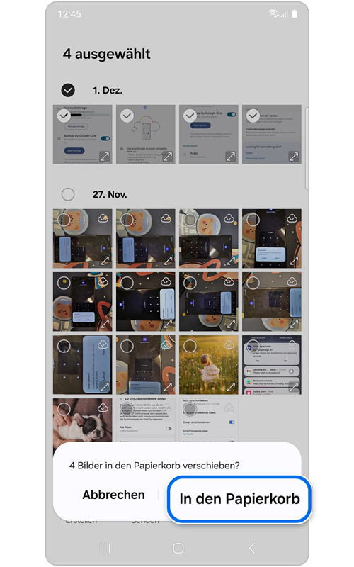 Aktualisierte Papierkorb-Funktion in "Eigene Dateien" auf Galaxy ...