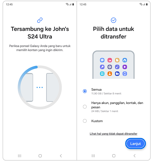 Cara menggunakan aplikasi Smart Switch untuk mentransfer data antara ...