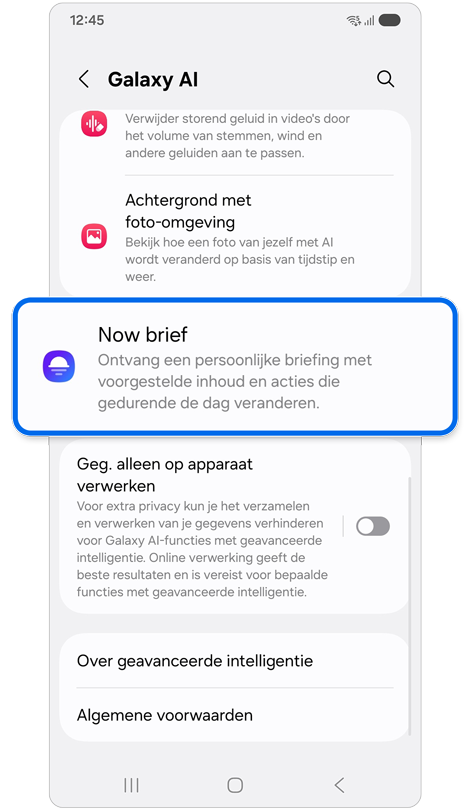 Zo gebruik je de functies Now bar en Now brief op de Samsung Galaxy S25 | Samsung NL