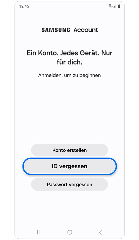 Wiederherstellen der Samsung Account-ID und Zurücksetzen des Passworts ...