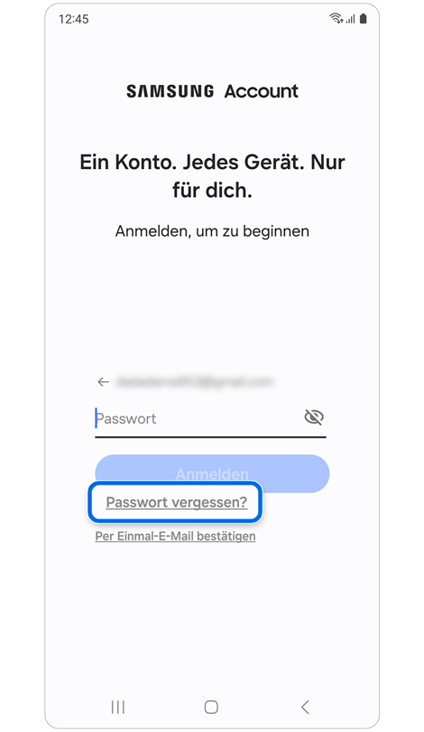 Wiederherstellen der Samsung Account-ID und Zurücksetzen des Passworts ...