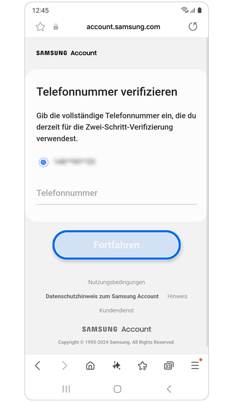 Wiederherstellen der Samsung Account-ID und Zurücksetzen des Passworts ...