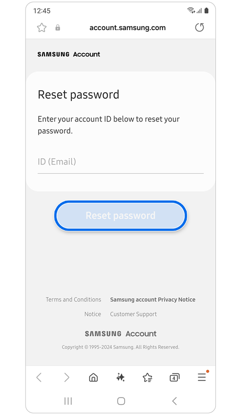 Recover your Samsung account ID and reset your password | Samsung CA