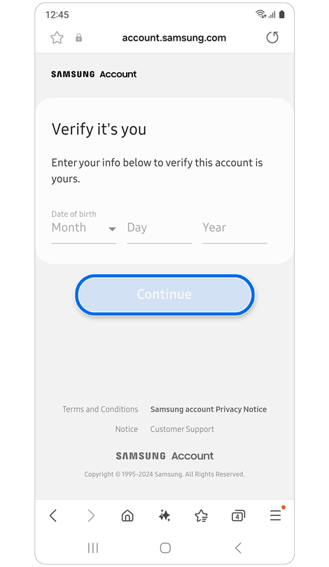 Recover your Samsung account ID and reset your password | Samsung CA