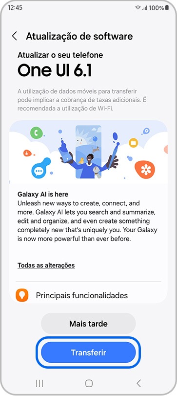 Como transferir e instalar software para as funcionalidades Galaxy AI ...