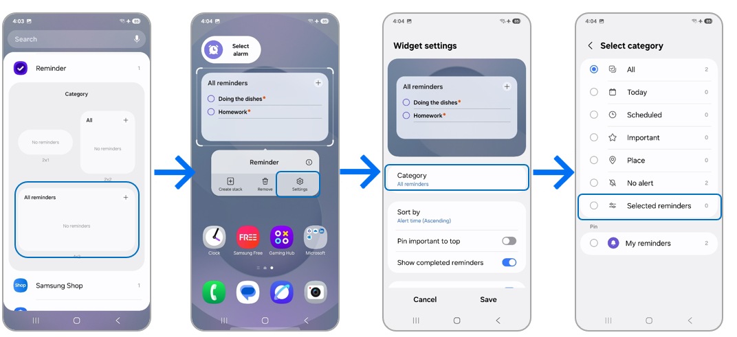 How to Configure the Selected Reminders Widget in One UI 7.0 or Later ...