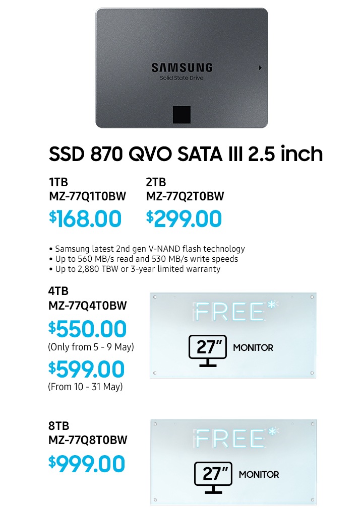 [5.5 Promo] SD Card, Micro SD Card, SSD Card | Samsung SG