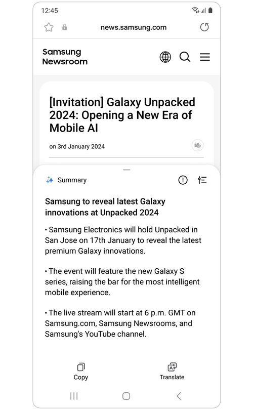 How to set up and use the Browsing assist features on the Galaxy S24