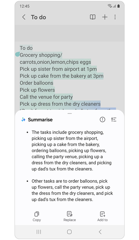 How to use the Note assist feature on the Galaxy S24