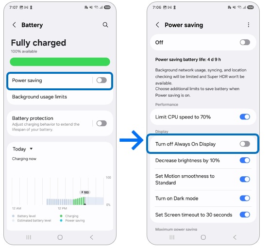 Understanding AOD Screen Functionality in Power Saving Mode | Samsung Gulf