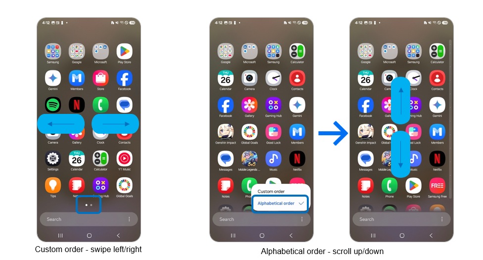 how to navigate the vertical alphabetical sorting in one ui 7 or later ...