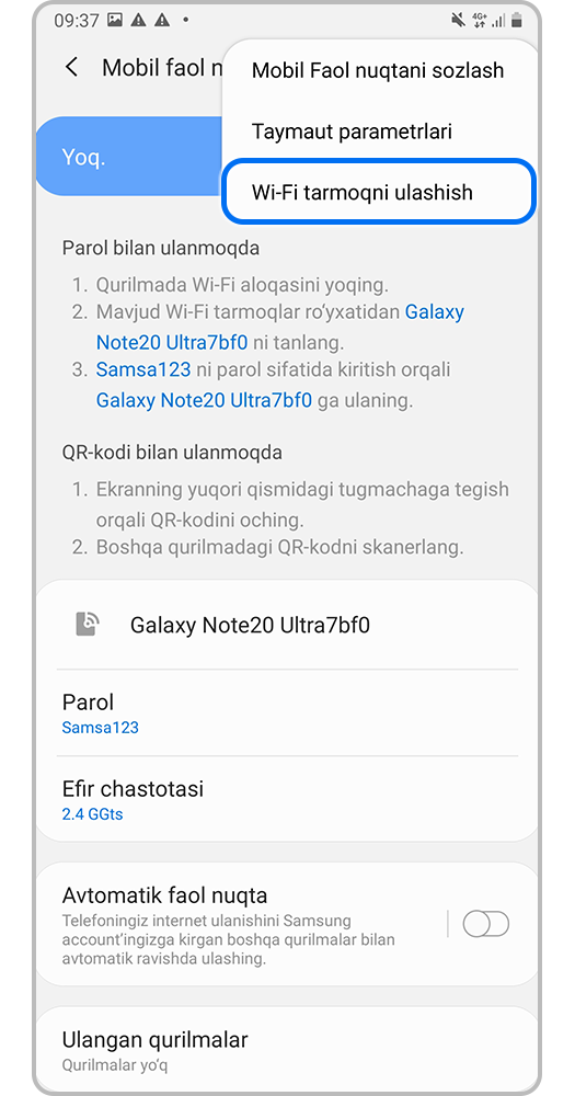 Samsung Galaxy dan modem yoki Wi-Fi ulanish nuqtasi sifatida qanday foydalanish | Samsung ...