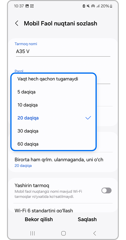 Samsung Galaxy dan modem yoki Wi-Fi ulanish nuqtasi sifatida qanday ...