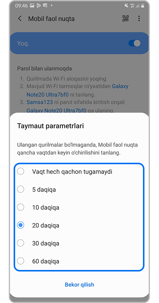 Samsung Galaxy dan modem yoki Wi-Fi ulanish nuqtasi sifatida qanday ...