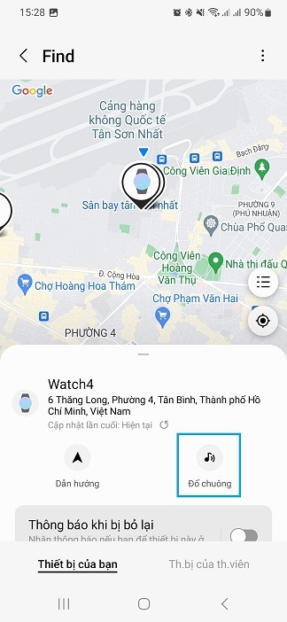 Sử dụng tính năng Tìm đồng hồ (Galaxy Watch) với ứng dụng Galaxy Wearable