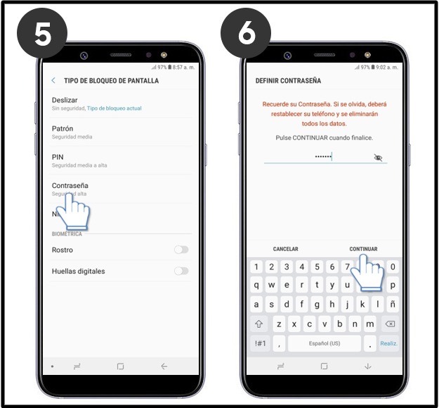 Galaxy A6 Plus - ¿Cómo activar el bloqueo de pantalla por contraseña ...