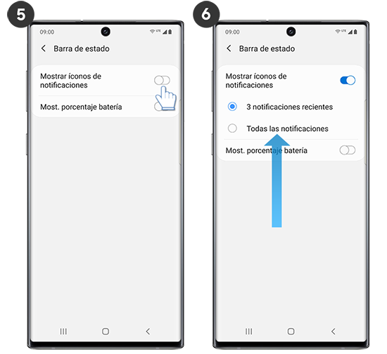 Galaxy Note10 - ¿Cómo activar o desactivar los íconos de notificación ...