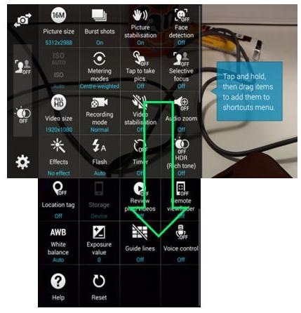 How do I add Camera app shortcuts to the image preview screen on my ...