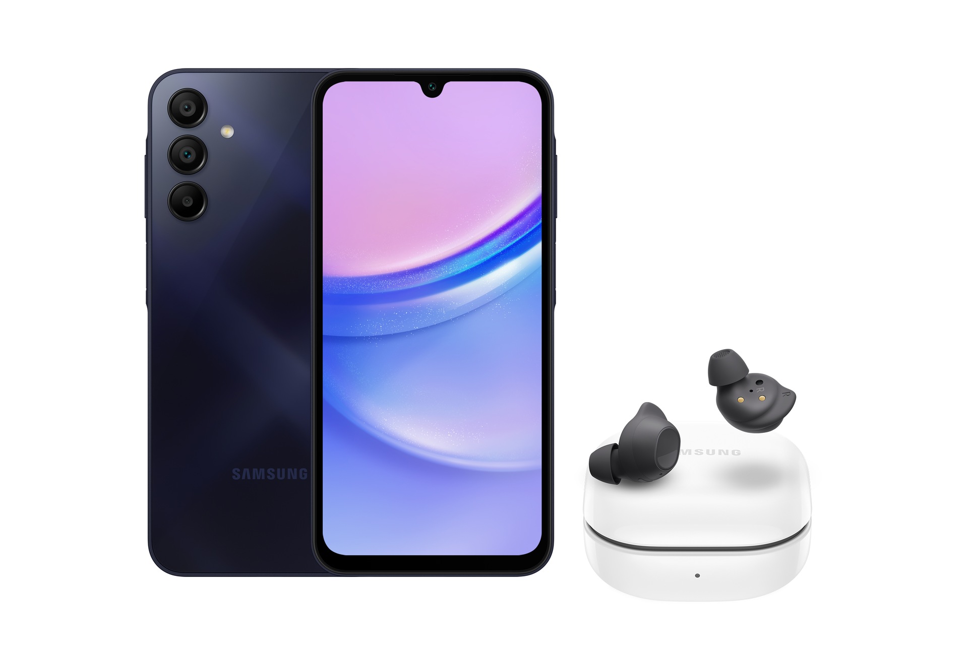 A15 LTE (256GB) - Azul Escuro + Galaxy Buds FE - Grafite | Samsung Brasil