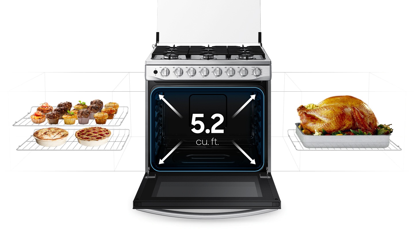 The Best samsung gas stove 6-burners front-steel | NX52T5511LS/AP