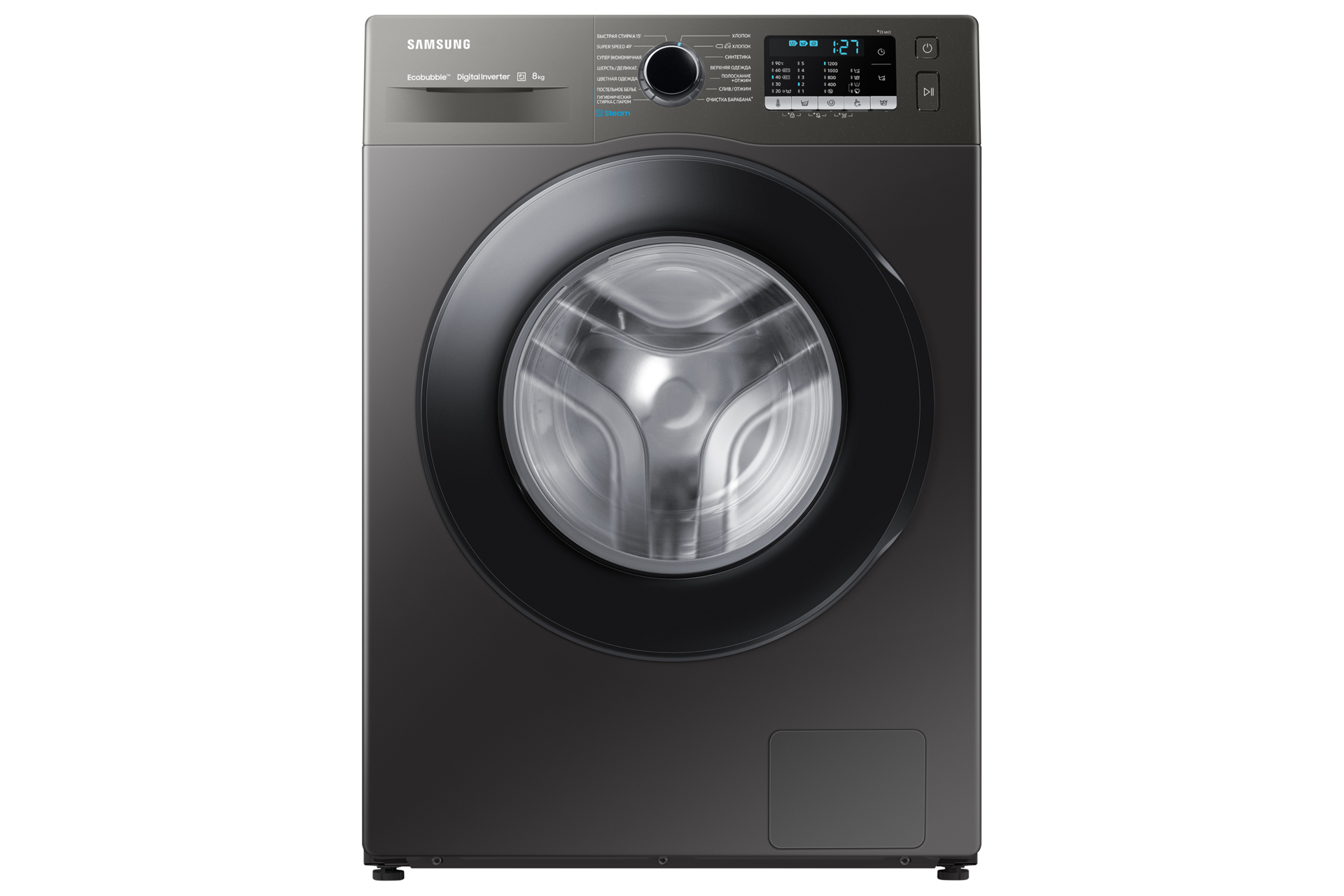 Стиральная машина WW5100A c Eco Bubble™, 8 кг, инокс | черный люк ...