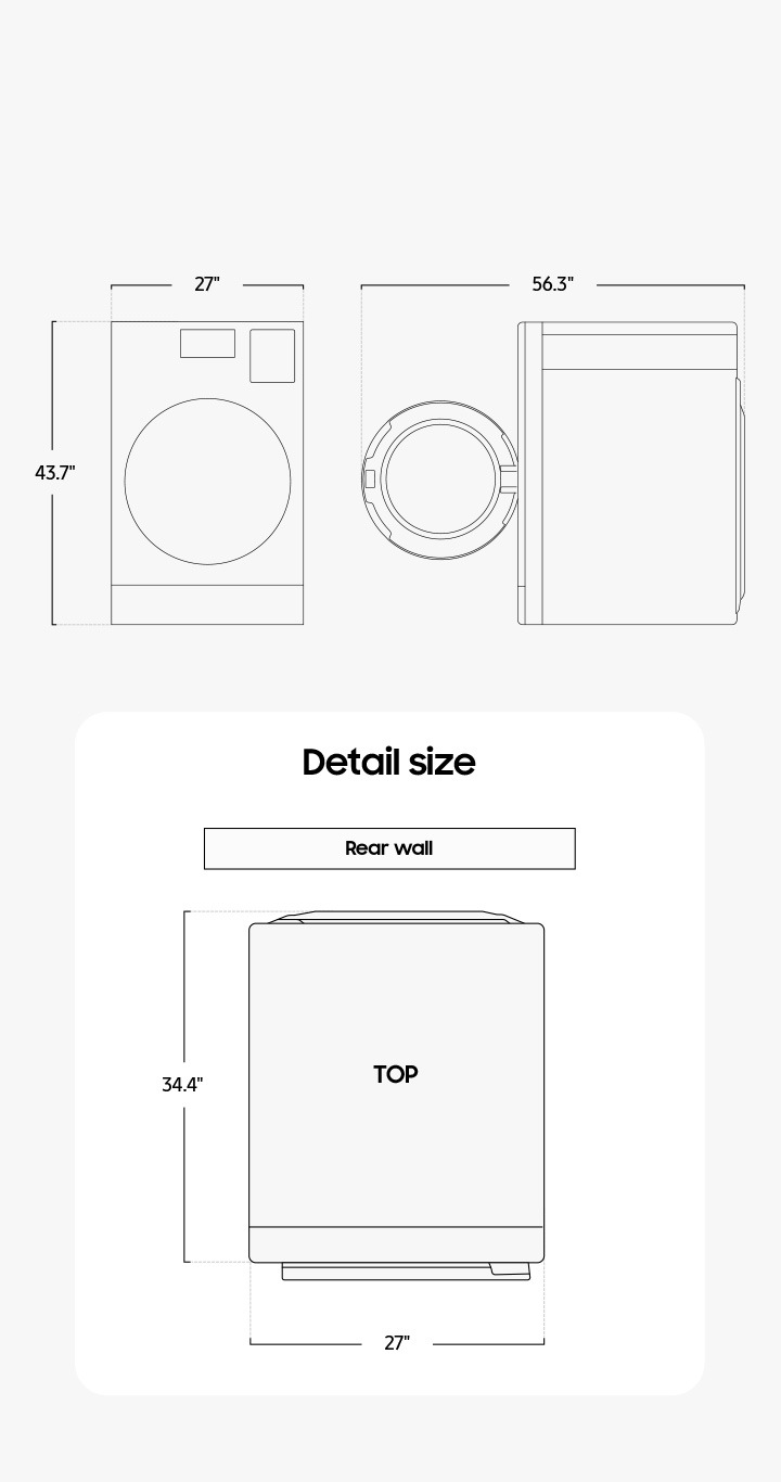 Samsung washer and dryer size store