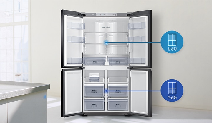 BESPOKE 냉장고 4도어 키친핏 605 L Satin Gray | RF61R91C331 | Samsung 대한민국