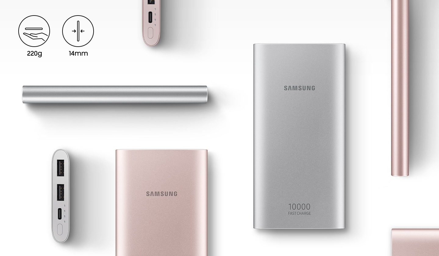 POWER BANK (แบตเตอรี่สำรอง) SAMSUNG Battery Pack 10000mAh Silver (Type ...