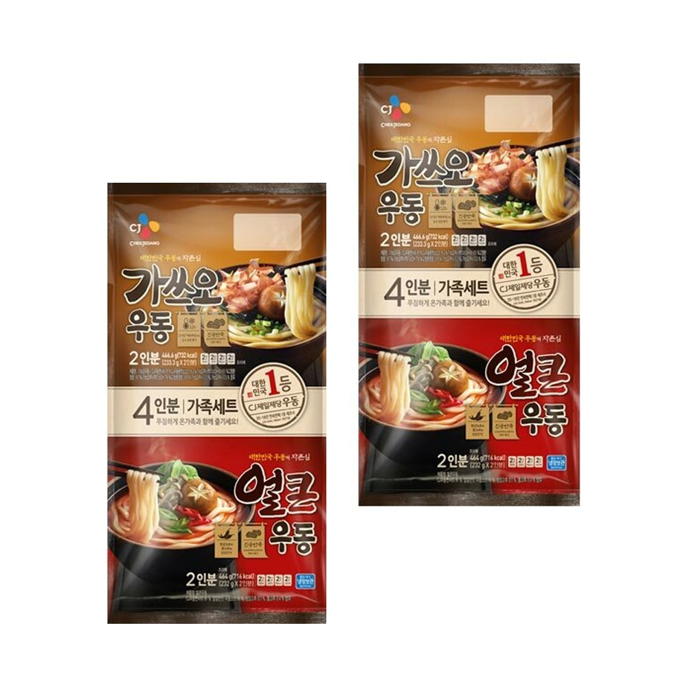 [cj제일제당] 가쓰오우동 2인분 얼큰우동 2인분 X 2개 총8인분 Cj제일제당 대한민국