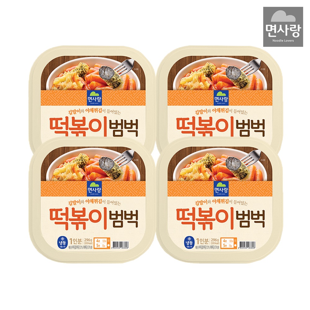 면사랑 냉동용기면 떡볶이범벅 296g X 4개
