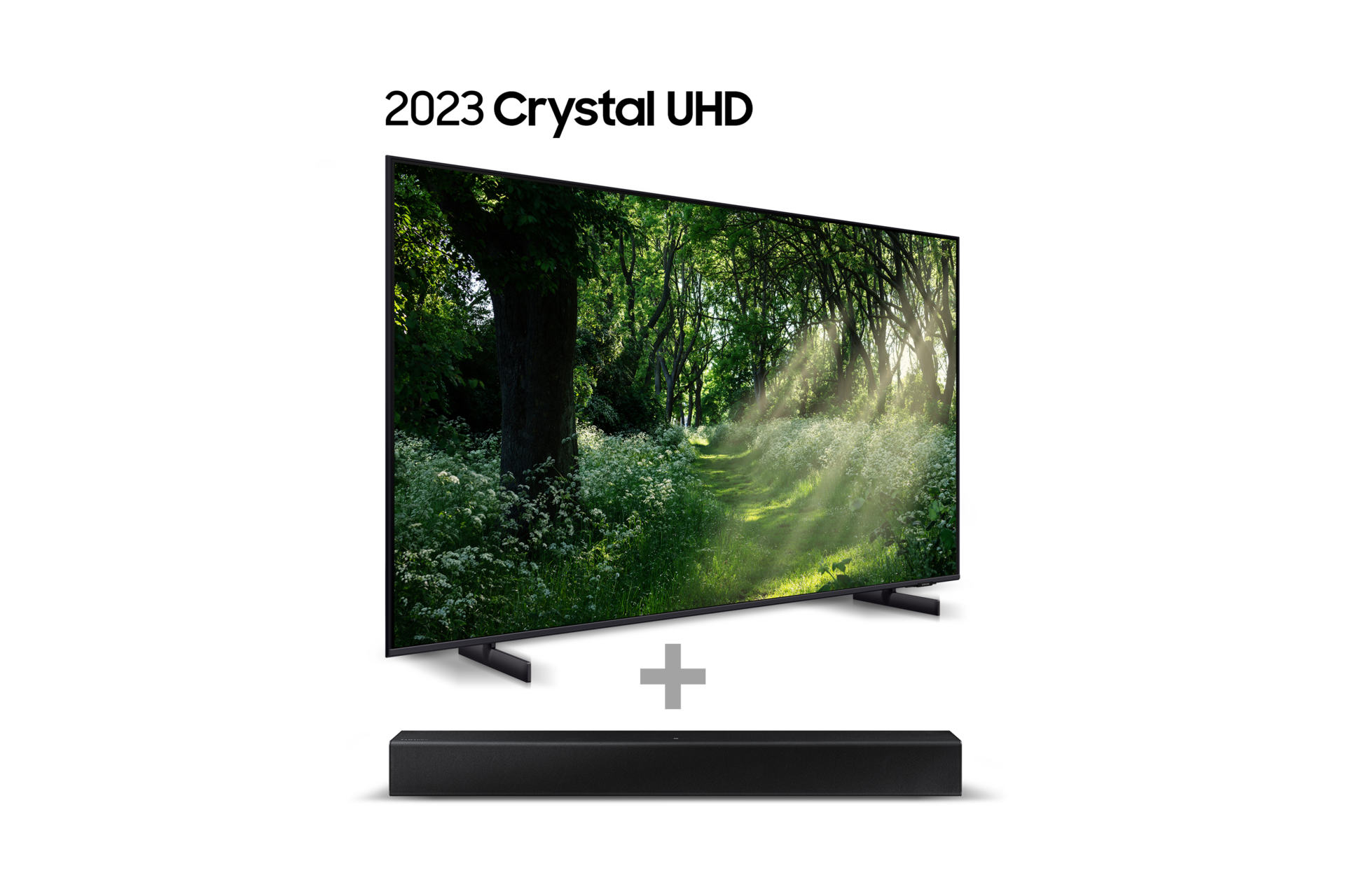 Crystal UHD 214 cm 스탠드형 + 2.0 채널 사운드바 T400 | KU85UC8070-4 | Samsung 대한민국