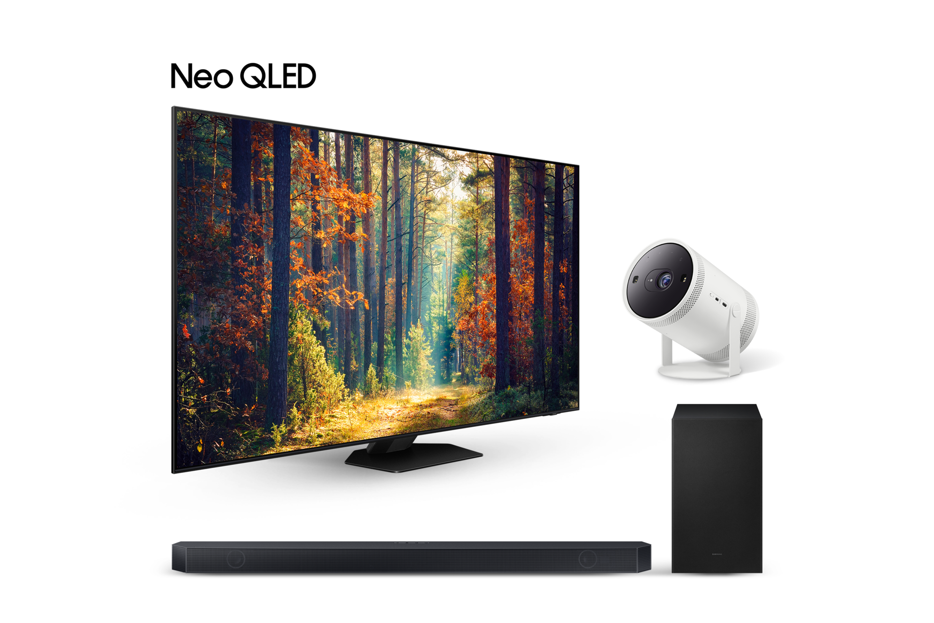 Neo QLED 214 cm 스탠드형 + The Freestyle + 3.1.2 채널 사운드바 Q700C | KQ85QNC85 ...